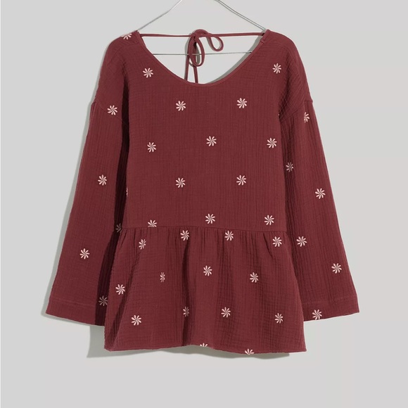 Madewell | Tops | Madewell Embroidered Peplum Open Back Top | Poshmark
